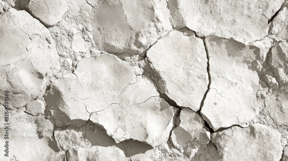 Cracked white earth surface background. Dry soil texture with irregular ...