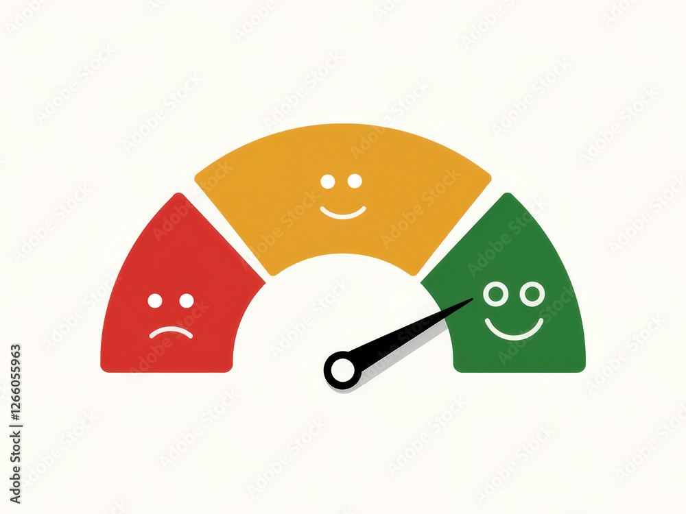 Smiley face meter indicating customer satisfaction levels Stock ...