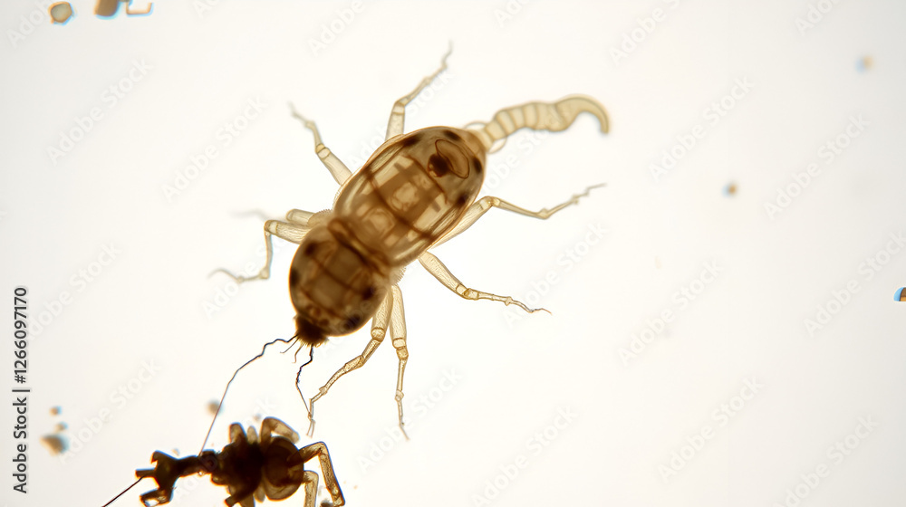 Foto de Stock Larva of acari (mite) Leptus sp under a microscope ...