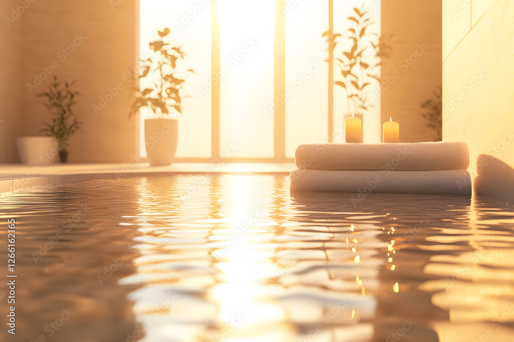 Spa sauna swimming pool with candles and soft lights. Place doing ...