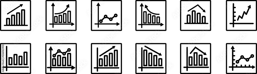 Bar chart icons.Growing chart with arrow.Business graph icons.Statistic ...
