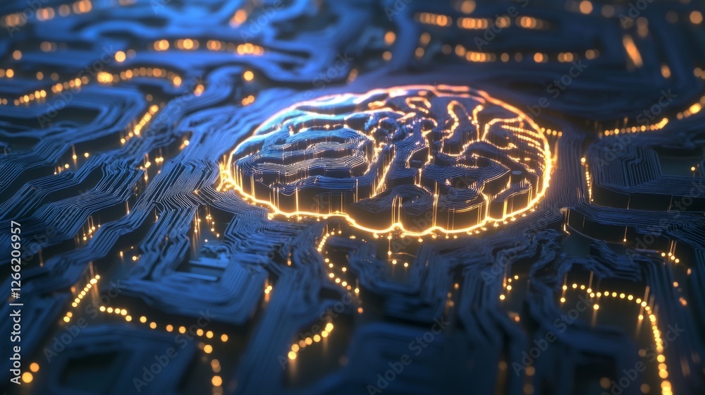 Abstract AI neural network processing information, deep learning ...