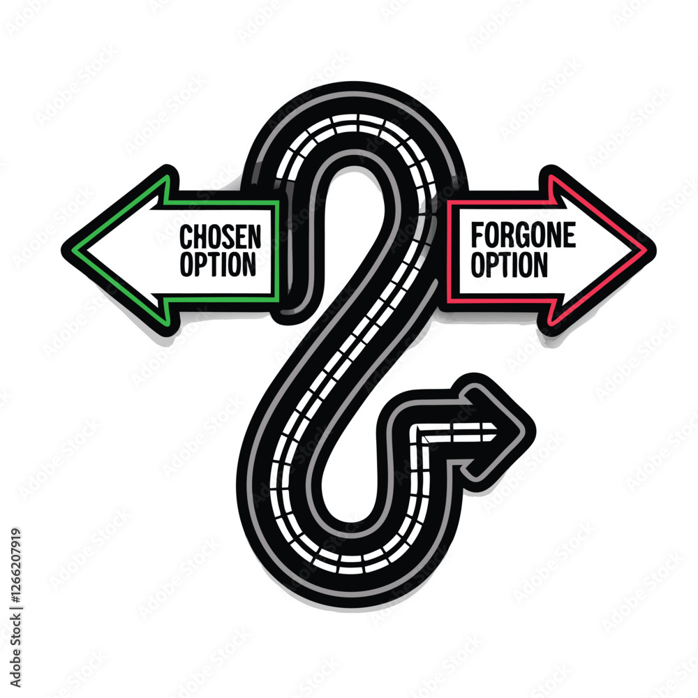 Visually represent opportunity cost Show a person choosing between two ...