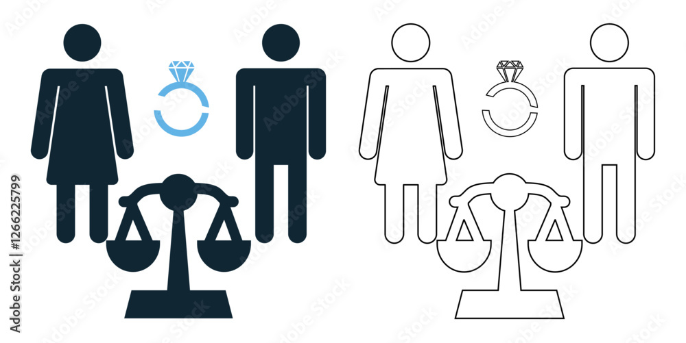 Divorce icon vector, legal, family and separation pictogram symbol ui ...