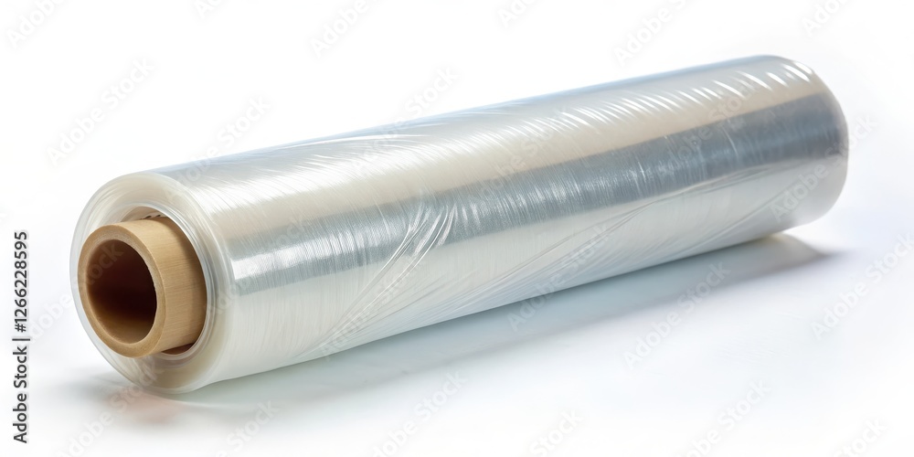 Plastic stretch film wrapping around cylindrical object, plastic ...