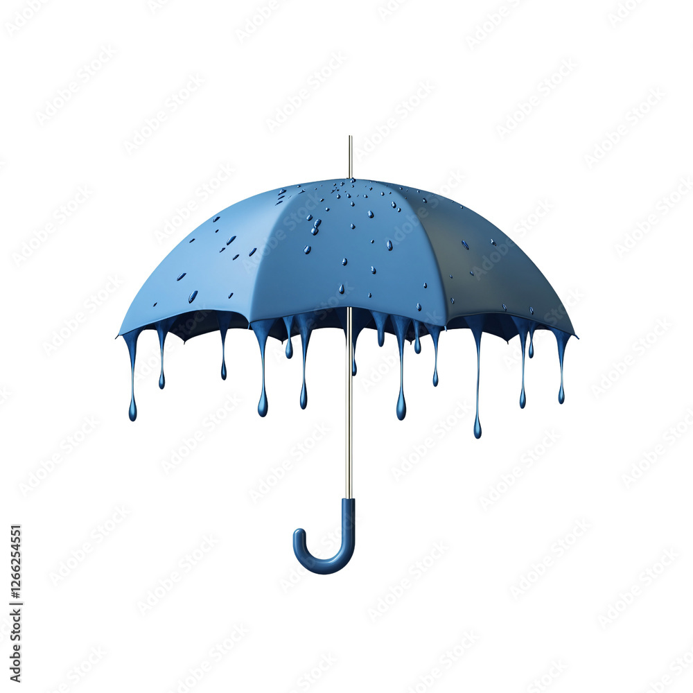 Melting Away: A blue umbrella, dripping with raindrops, captures the ...