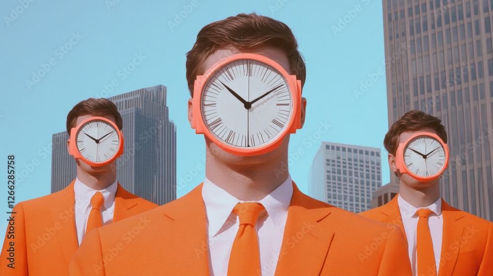 Time never turns back, A surreal image depicting a city where people ...