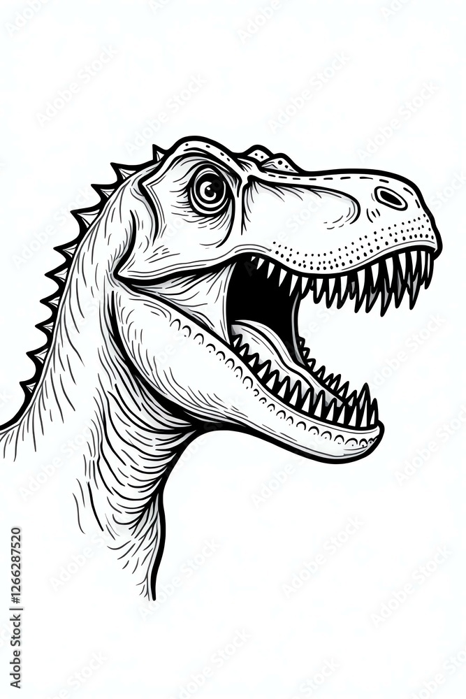 stunning illustration of t-rex face drawing layout for coloring sheet ...
