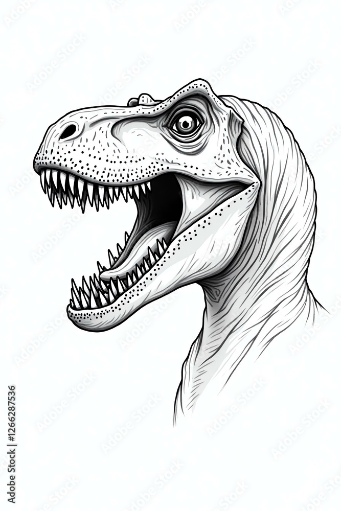 stunning illustration of t-rex face drawing layout for coloring sheet ...