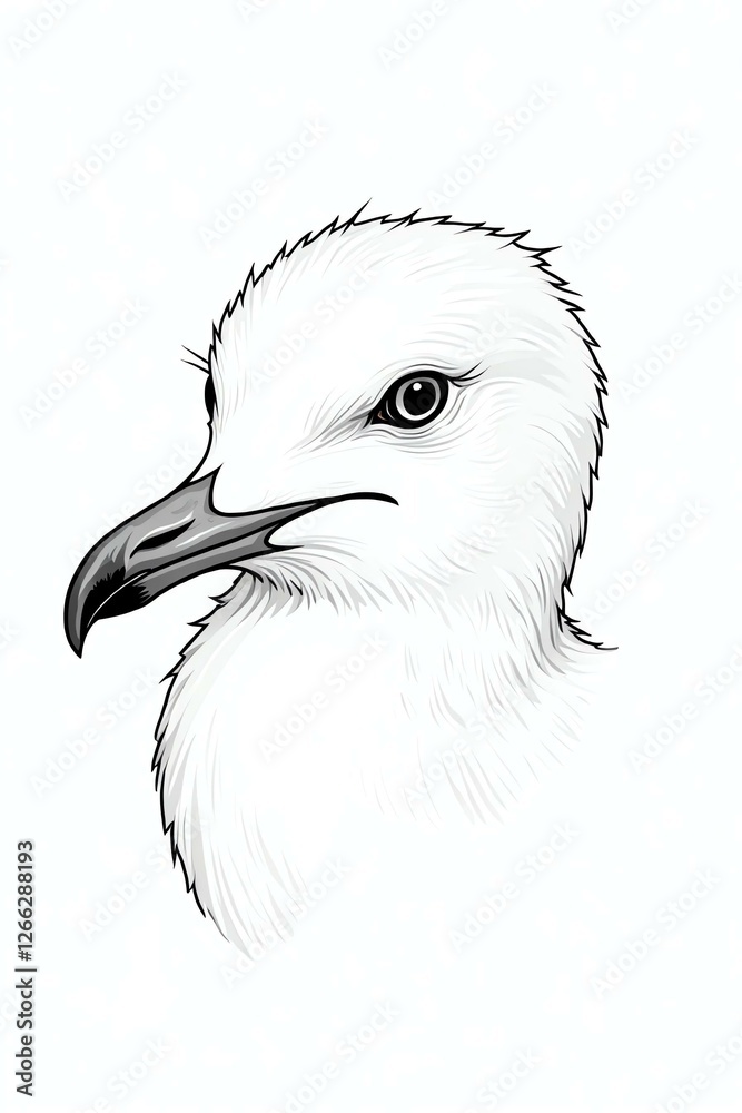 stunning illustration of seagull face drawing layout for coloring sheet ...