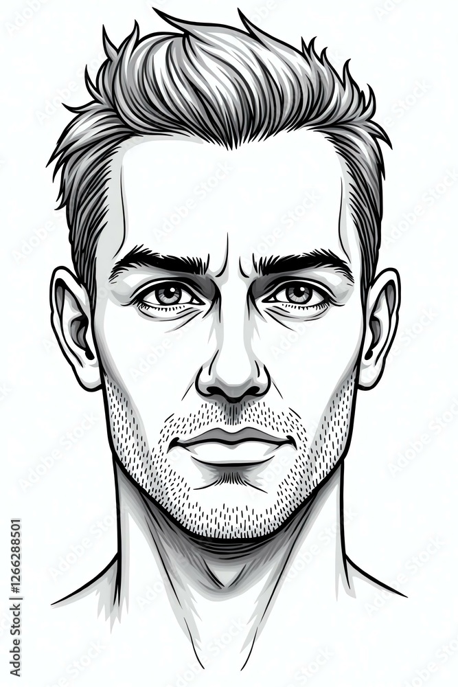 stunning illustration of man face drawing layout for coloring sheet ...