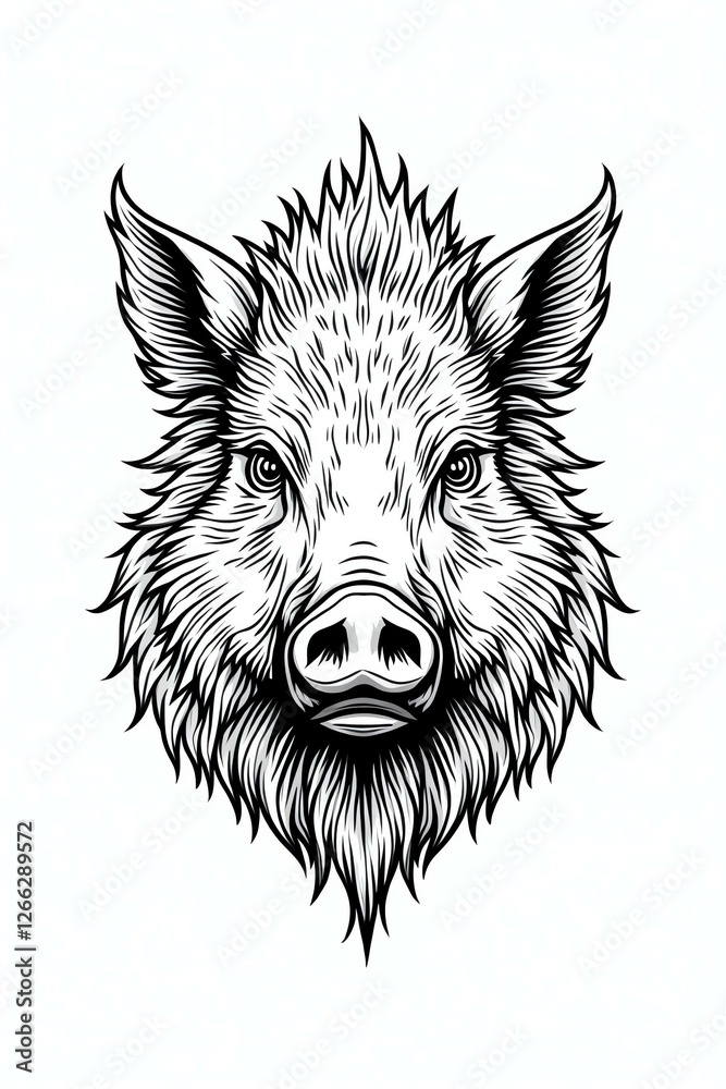 stunning illustration of boar face drawing layout for coloring sheet ...