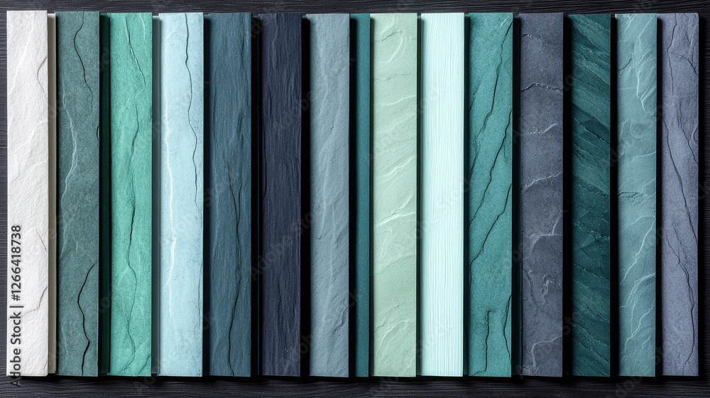 Stone panel color chart: A gradient of teal and gray hues -ai Stock ...