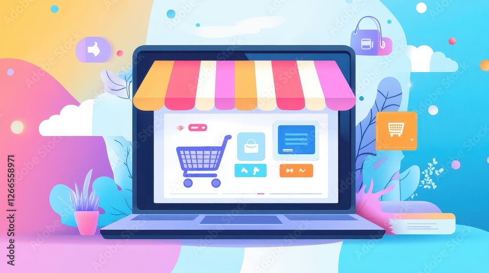 E-commerce marketing flat design front view social media theme water ...