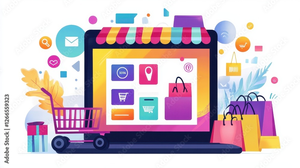 E-commerce marketing flat design front view social media theme water ...