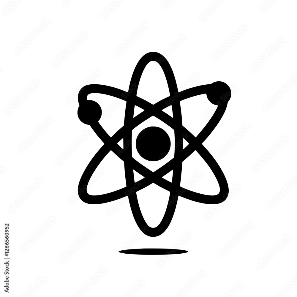 Atom Icon: A simple yet powerful black and white vector illustration of ...