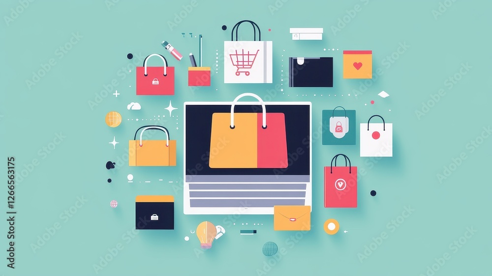 E-commerce product design flat design top view user experience theme ...