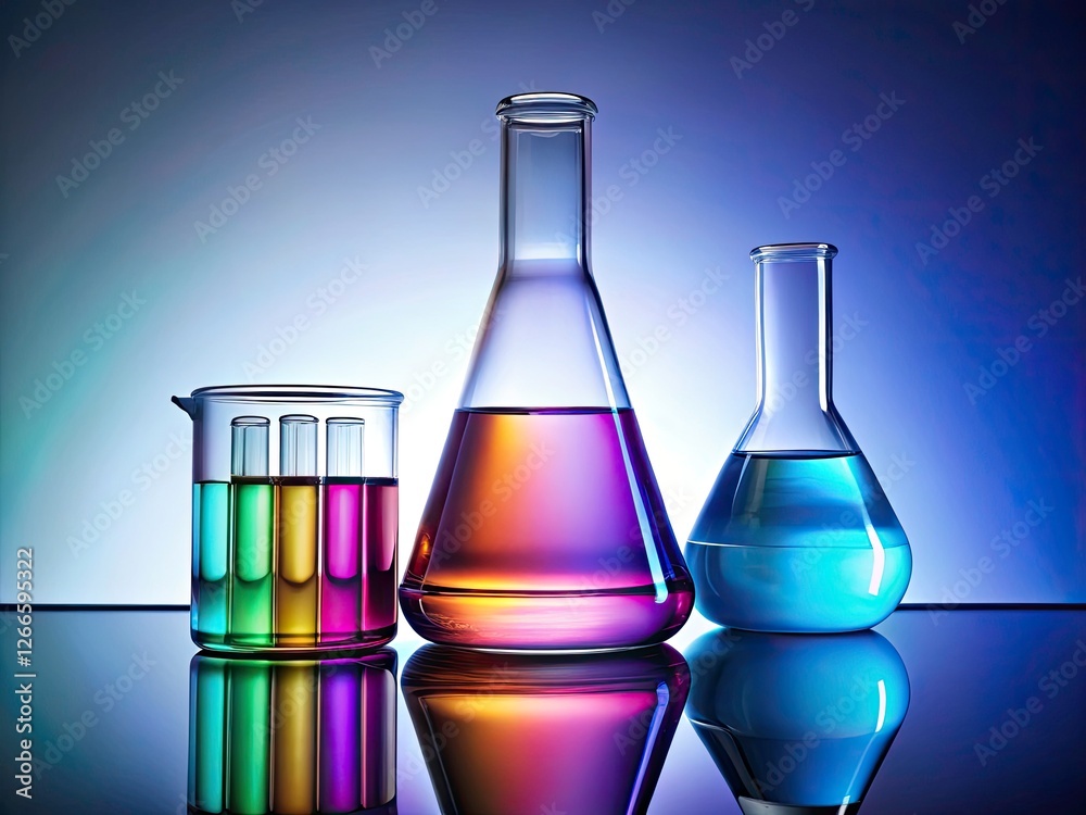 High-resolution PNG images of isolated lab glassware (beakers, flasks ...