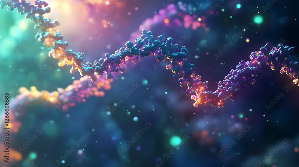 Artistic representation of RNA molecules assembling and replicating in ...