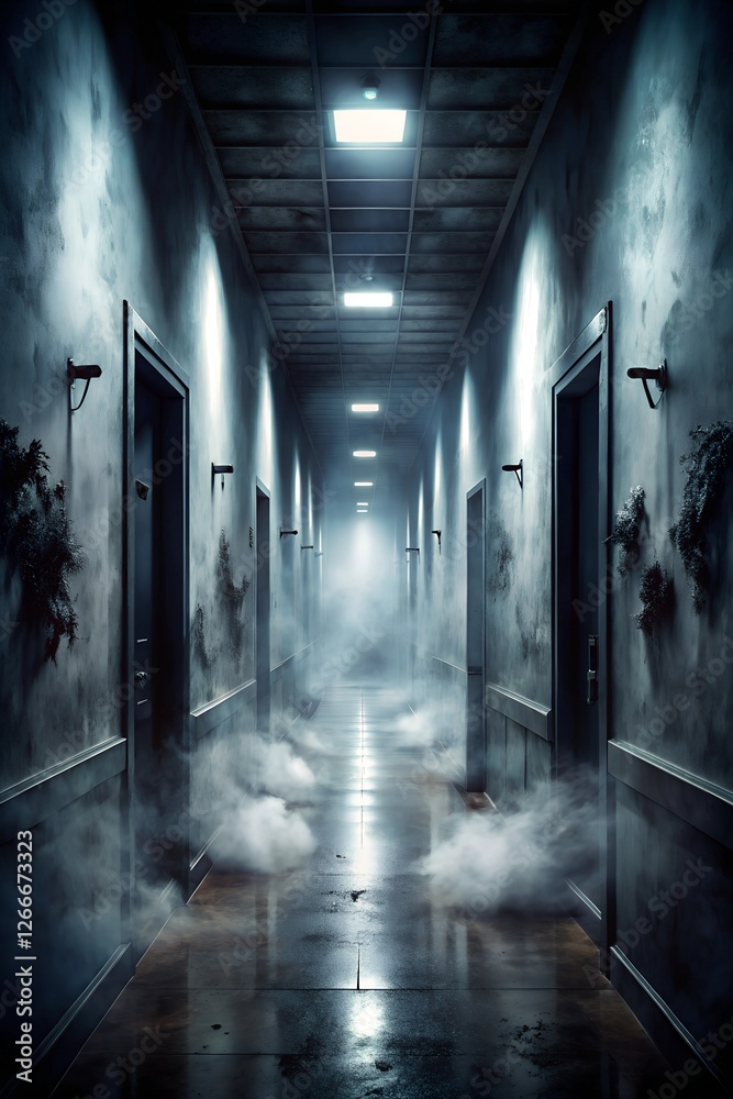 Infinite Corridor of Terror: A Supernatural Horror Scene with Oozing ...
