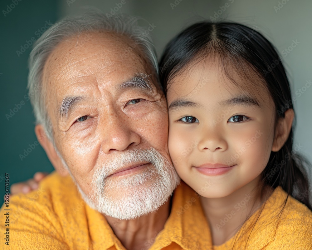 Emotional Candid Elderly Man and Granddaughters Heartfelt Connection ...