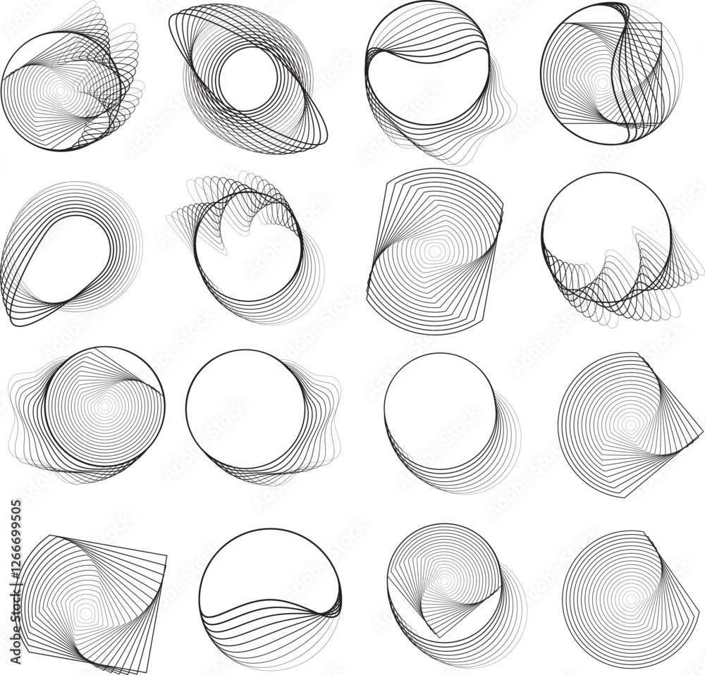 Lines in Circle Form . Rotate rounded shape Vector Illustration ...