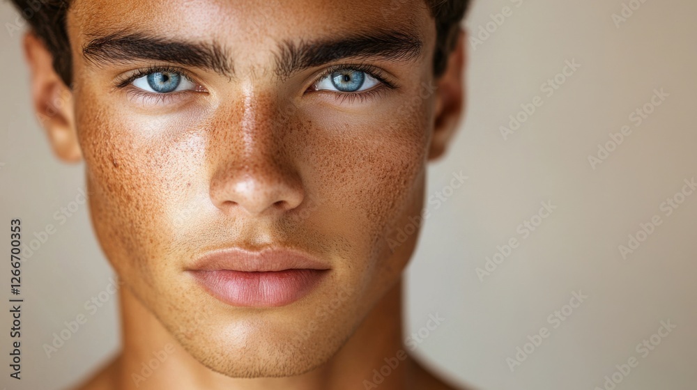 Before and after photos of a problematic face and healthy skin. Close ...