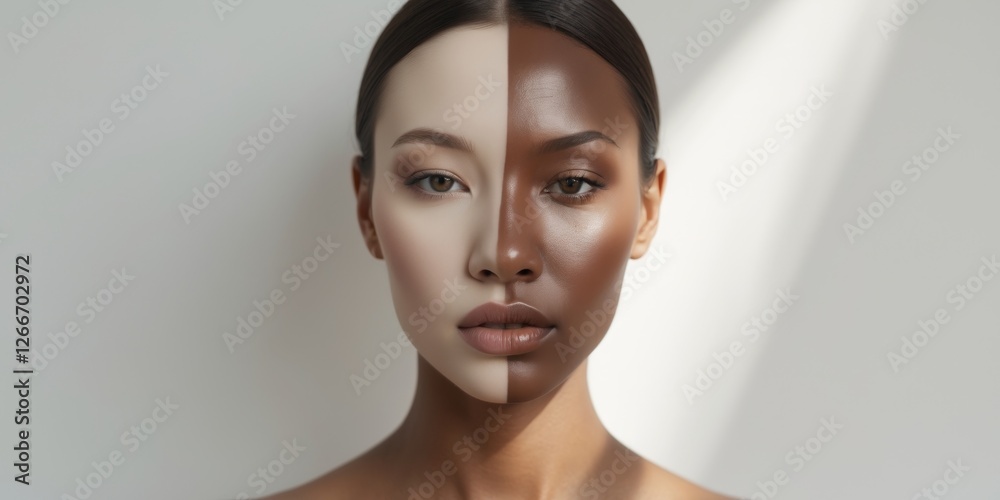 Profile of a model showcasing various foundation shades for perfect ...