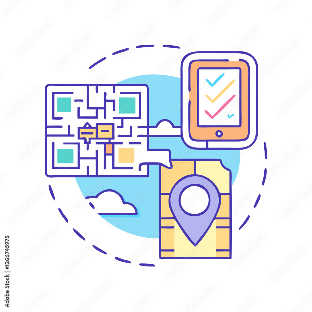 qr code with map icon, qr code with map vector illustration-simple ...