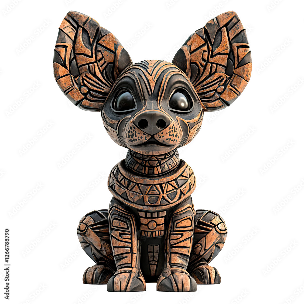 Cartoonish African Wild Dog Sculpture Inspired Aztec Art with Intricate ...