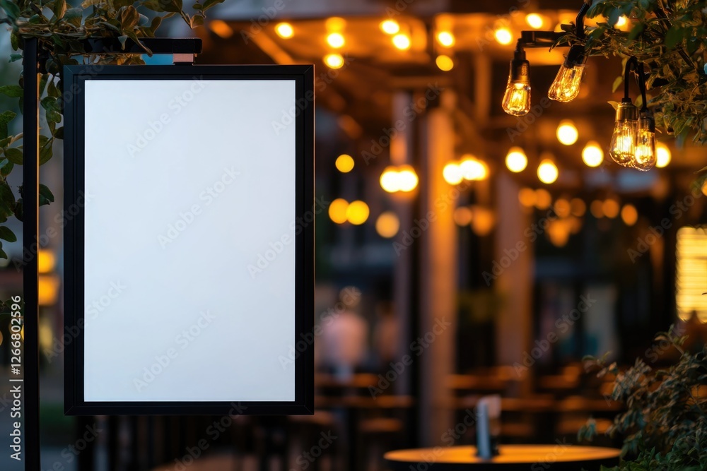 Blank sign in front of a restaurant, waiting for customers' names and ...