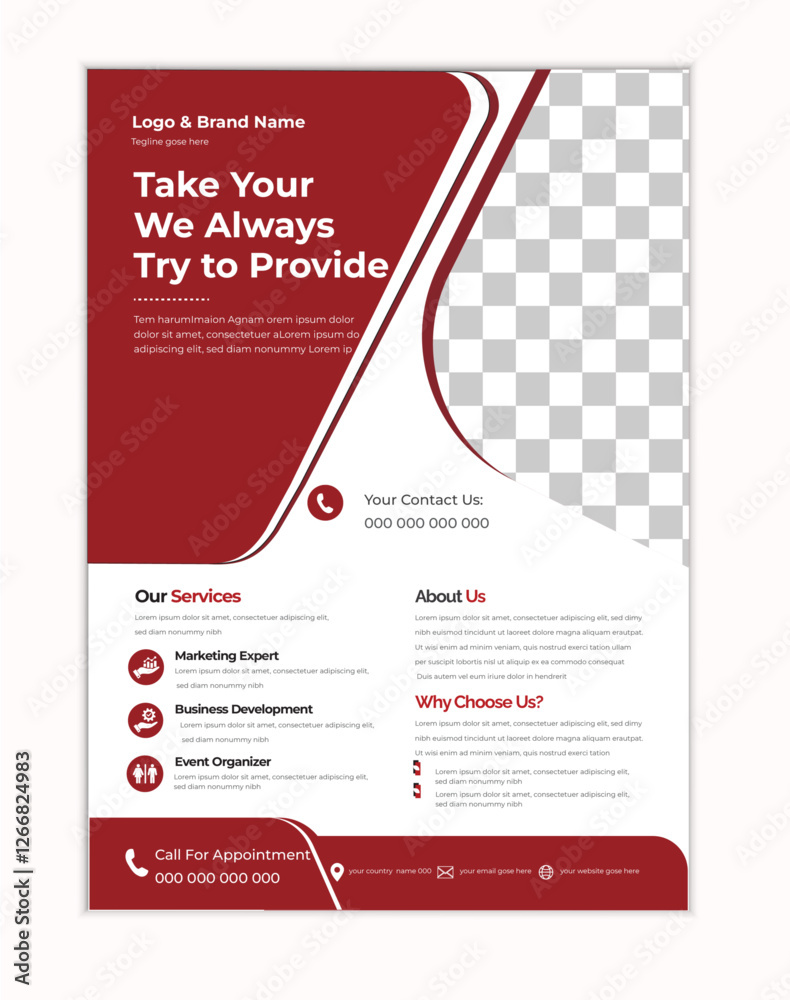 a4 flyer design template for print, vector design for Brochure ...