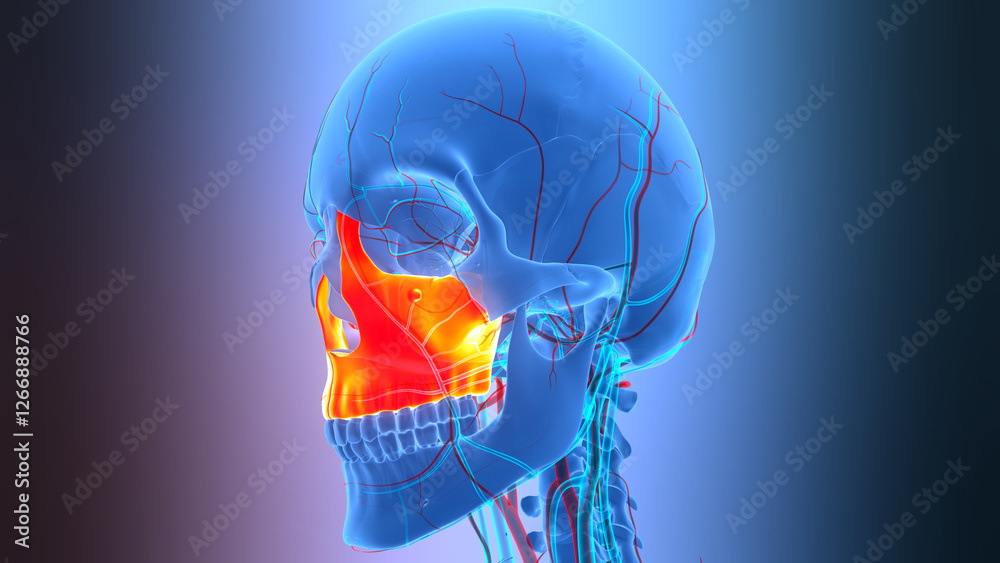 Human Skeleton System Skull Bone Joints Maxilla Anatomy Stock ...