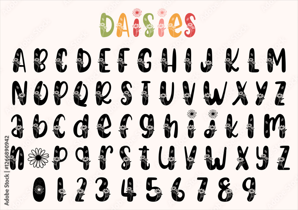 ies Flower Alphabet Letters, Cute Decorative Font, floral font, letter ...