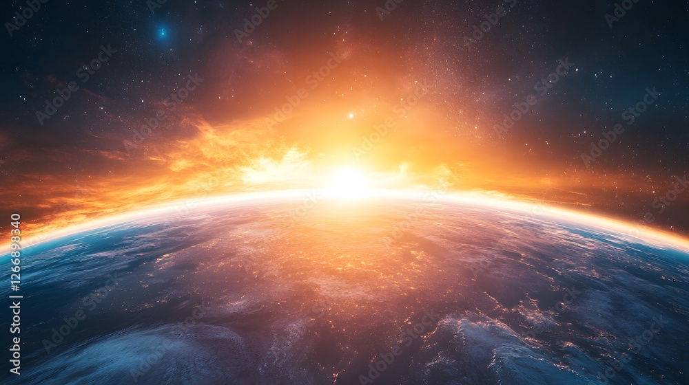 Sunrise over Earth from space. A breathtaking view of our planet. Stock Photo | Adobe Stock