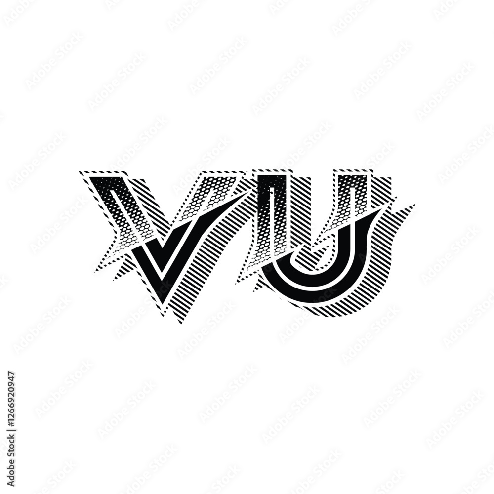 VU monogram logo design letter text name symbol monochrome logotype ...