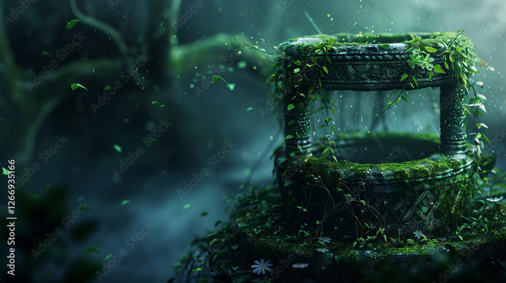 Ancient Well in the Rainforest: A mossy, ancient well, reclaimed by ...