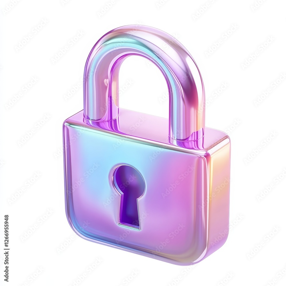 3D lock icon representing privacy and security, designed with a modern ...