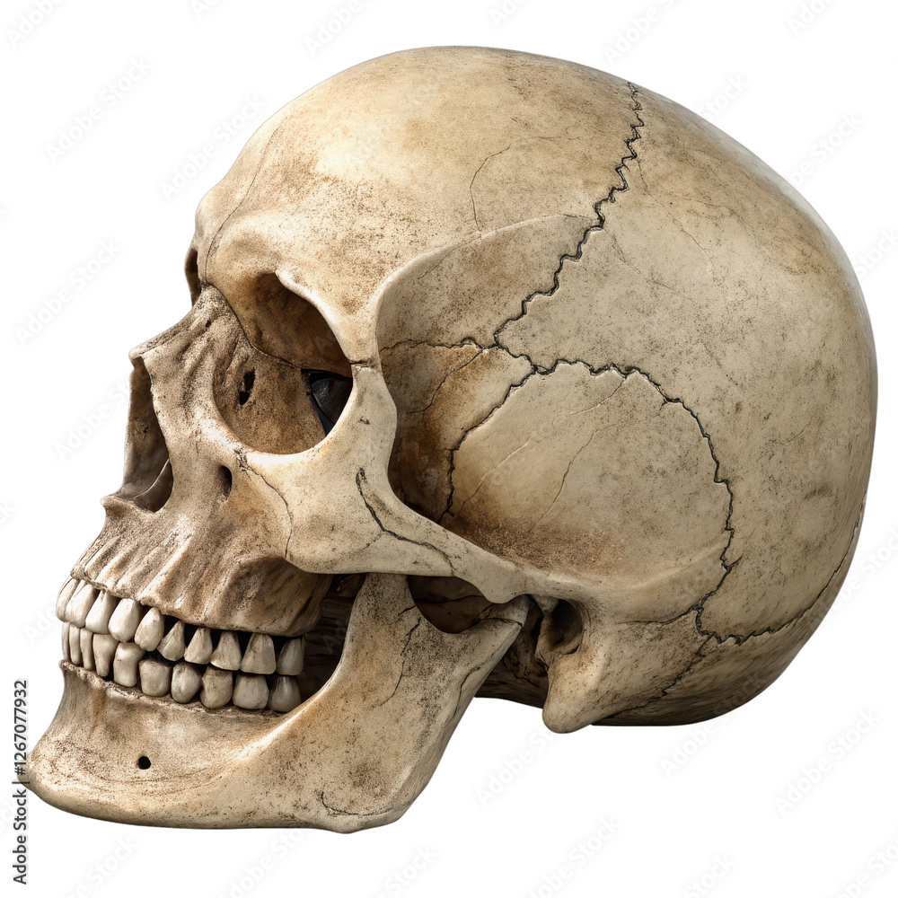 Realistic Human Skull Model Showing Detailed Anatomy and Textures for ...