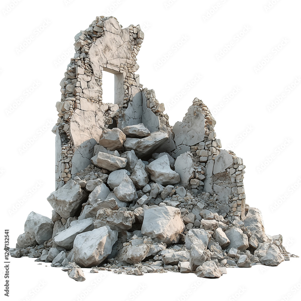 Stone Building Ruin 3D Model Detailed Texture Old Grey Wall Pile Game ...