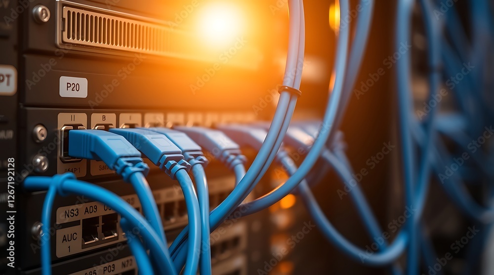 Stock-Illustration „Ethernet Wires Connected to Stack of Router Switches – Internet Connectivity ...