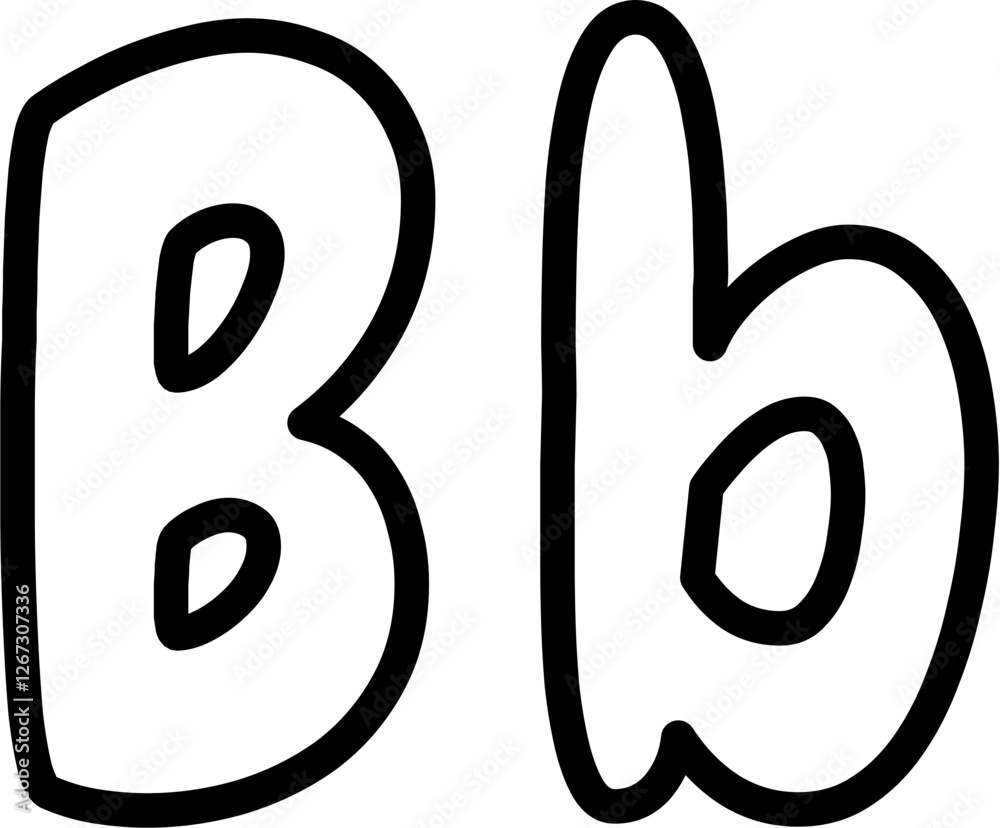 B Uppercase and Lowercase Alphabet outline Vector, perfect for ...