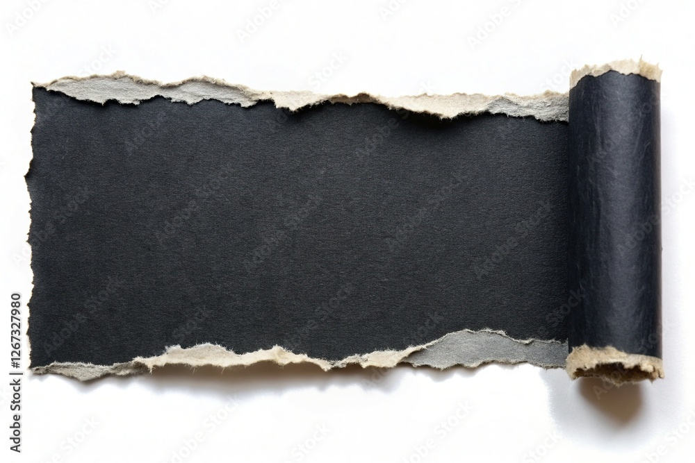 Ripped Black Paper Texture Overlay: Torn Sandpaper Background with Copy ...