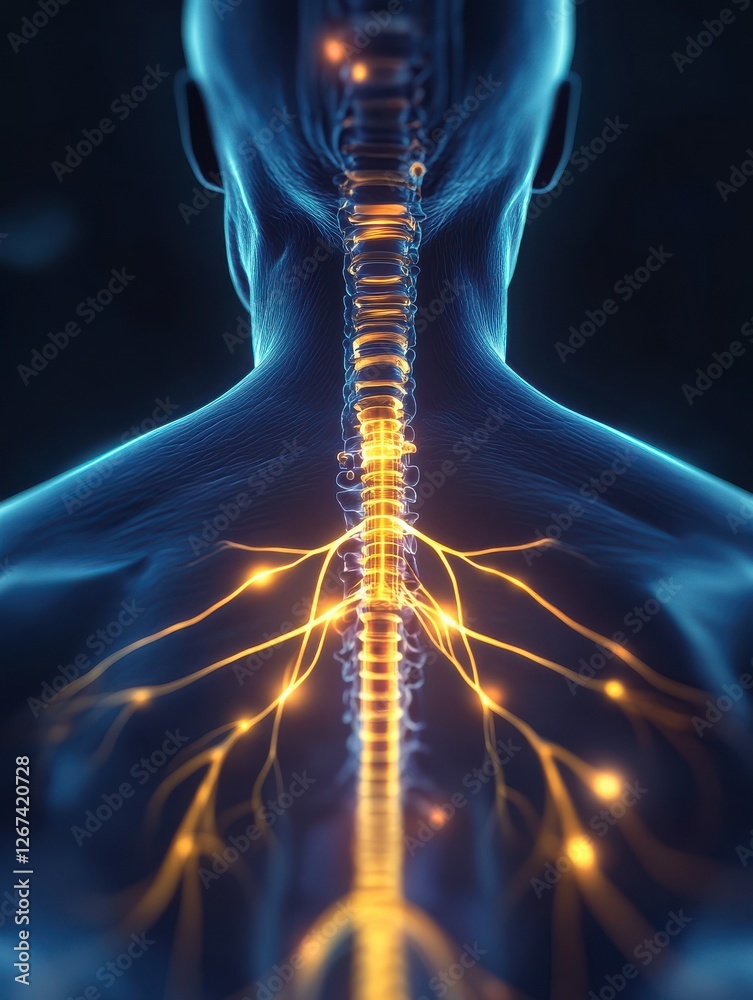 Vagus Nerve Stimulation (VNS): Image of a human torso with an animated ...