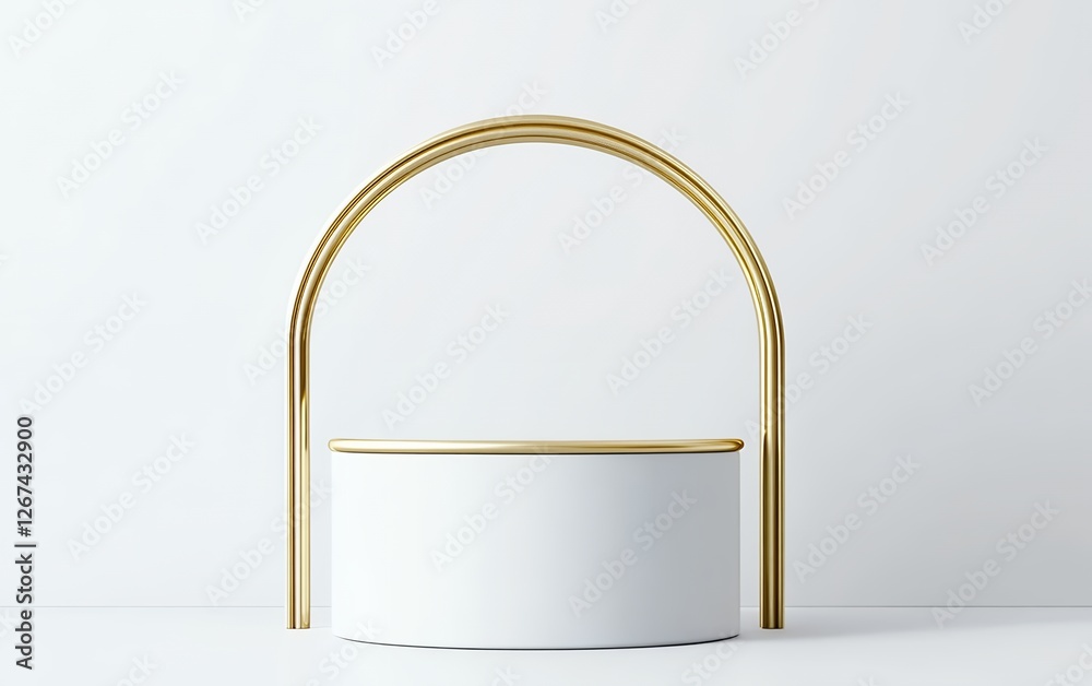 Minimalist luxury gold and white modern display stand with elegant ...