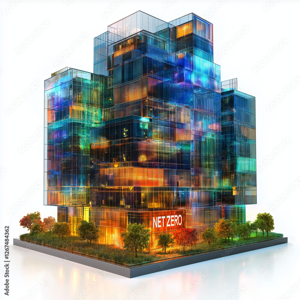 Net zero efficiency neutrality. Energy-efficient smart building image ...