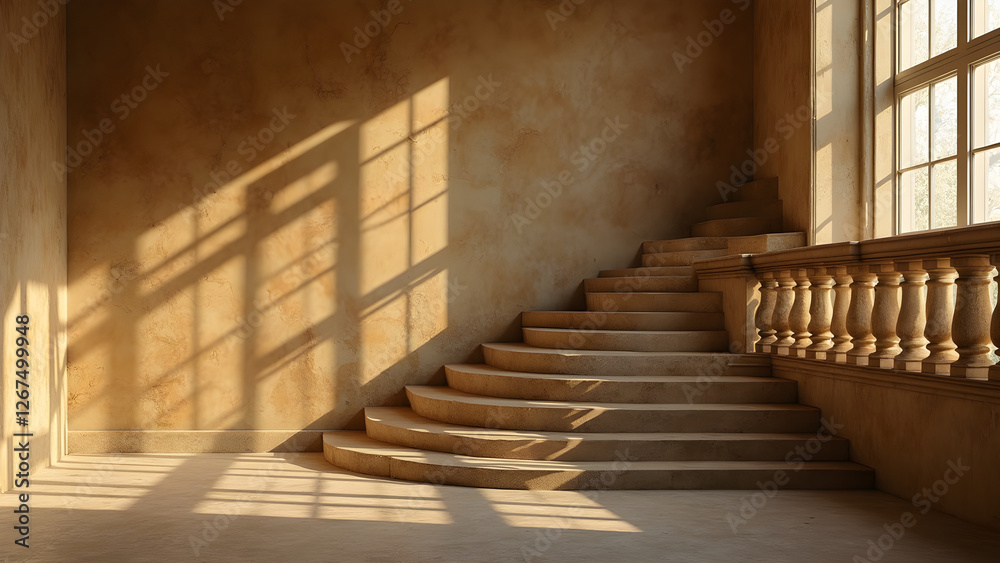 Ultra realistic corridor design. Symmetrical architecture with ...