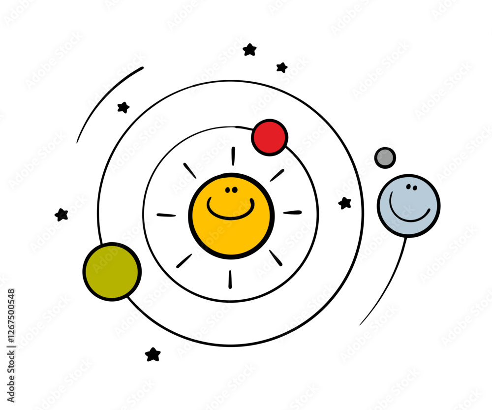 Diagram of the solar system in space. Vector illustration of the ...