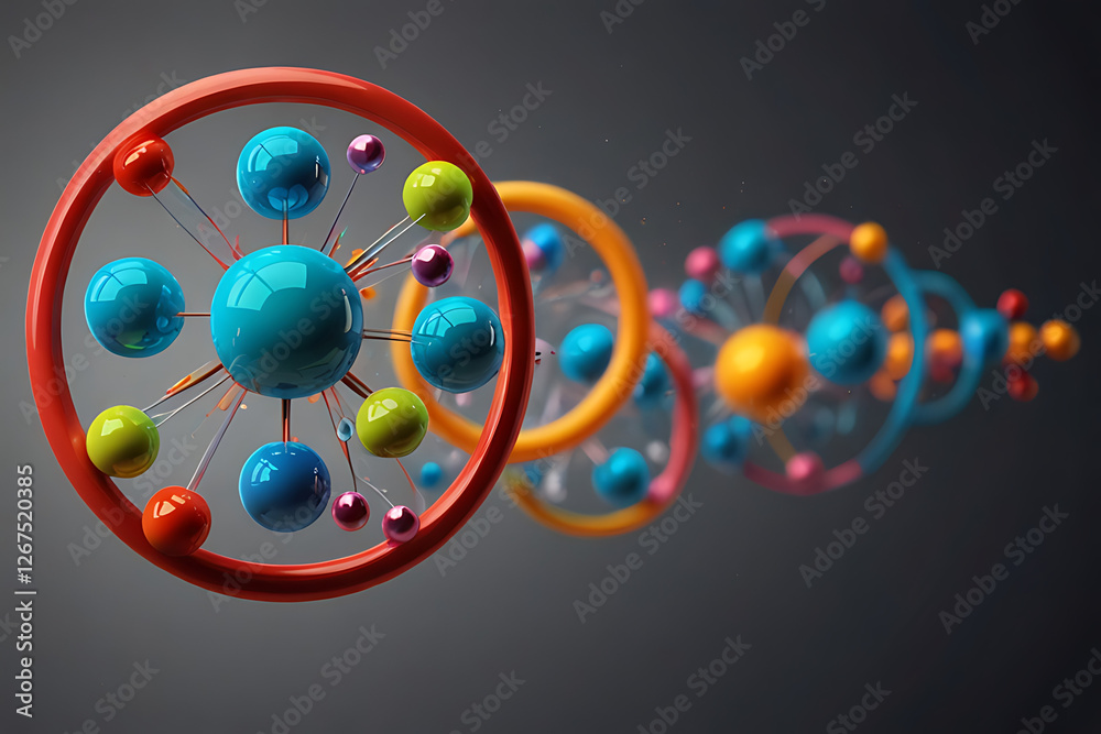 Atom molecule 3d rendering, protons neutrons and electrons. Stock Photo ...