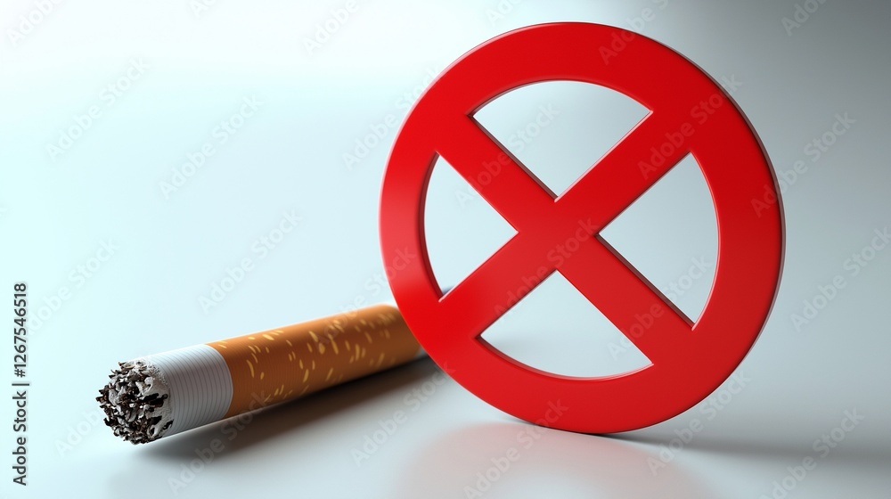 No Smoking Symbol: A symbolic image depicting a cigarette crossed out ...